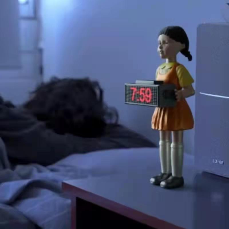 Squid Game Wooden girl ,Digital Alarm Clock, Amazon Hot sale, Juxi-001