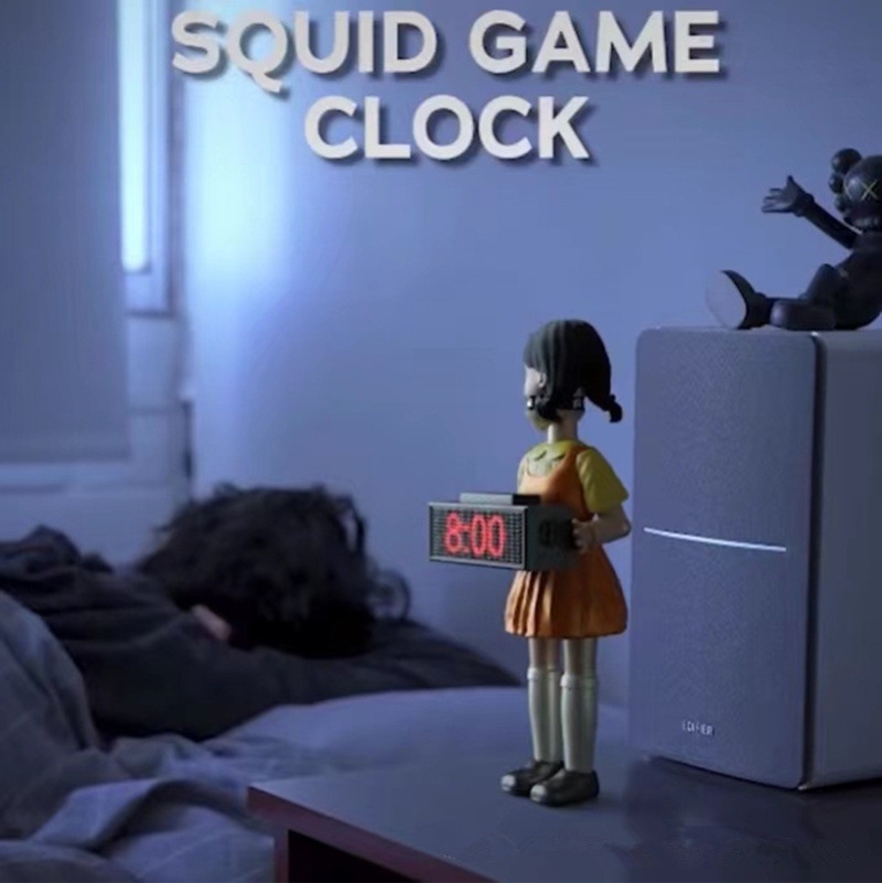 Squid Game Wooden girl ,Digital Alarm Clock, Amazon Hot sale, Juxi-001
