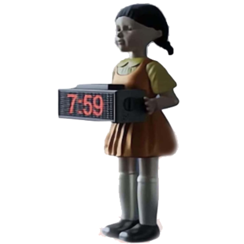 Squid Game Wooden girl ,Digital Alarm Clock, Amazon Hot sale, Juxi-001