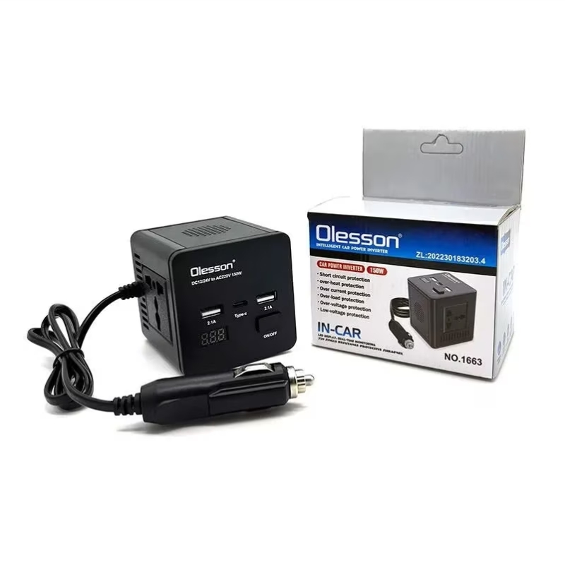 Inverter Αυτοκινήτου 150W 12/24V DC σε 220V AC με 2 USB, 1 USB Type-C ...